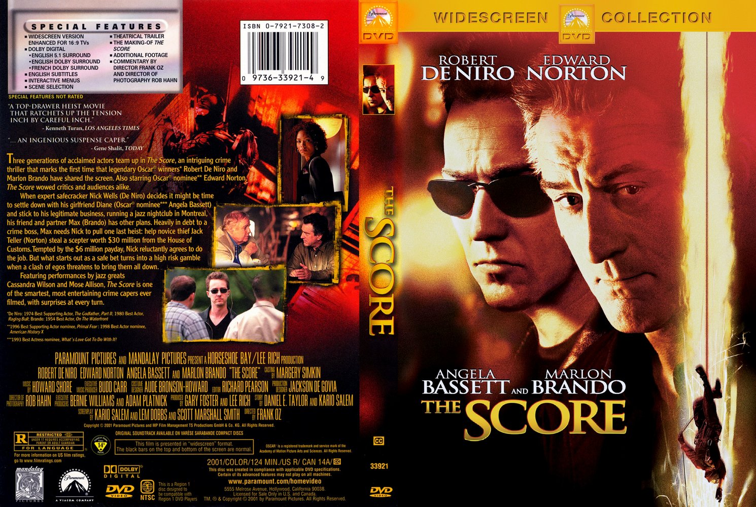 DVD Lables: The Score 2001